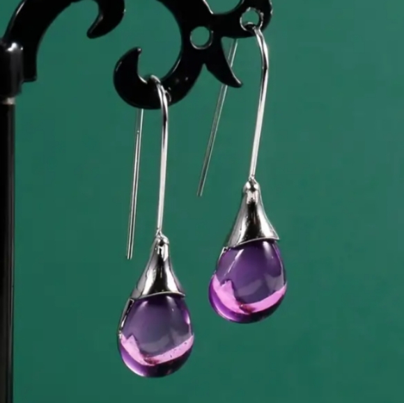 Jewelry | Water Drop Earrings Purple And Silver | Poshmark